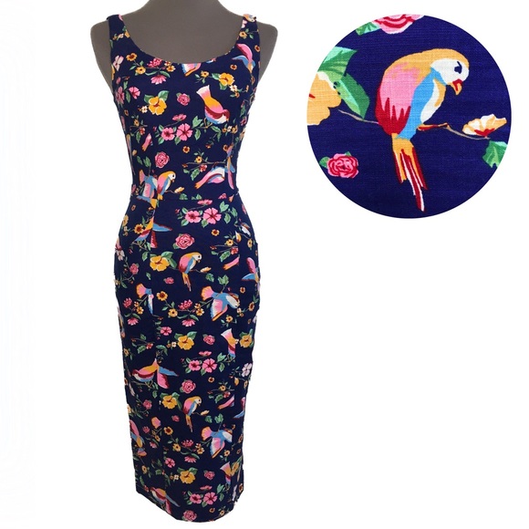 Collectif | Dresses | Collectif Charming Bird 5s Ines Sleeveless Pencil ...